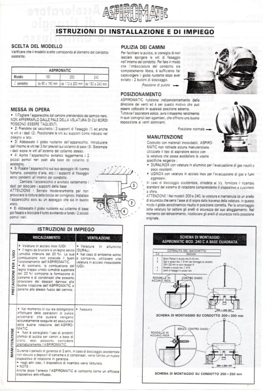 aspiratori eolici ASPIROMATIC originale aspiratore eolico ribaltabile inox