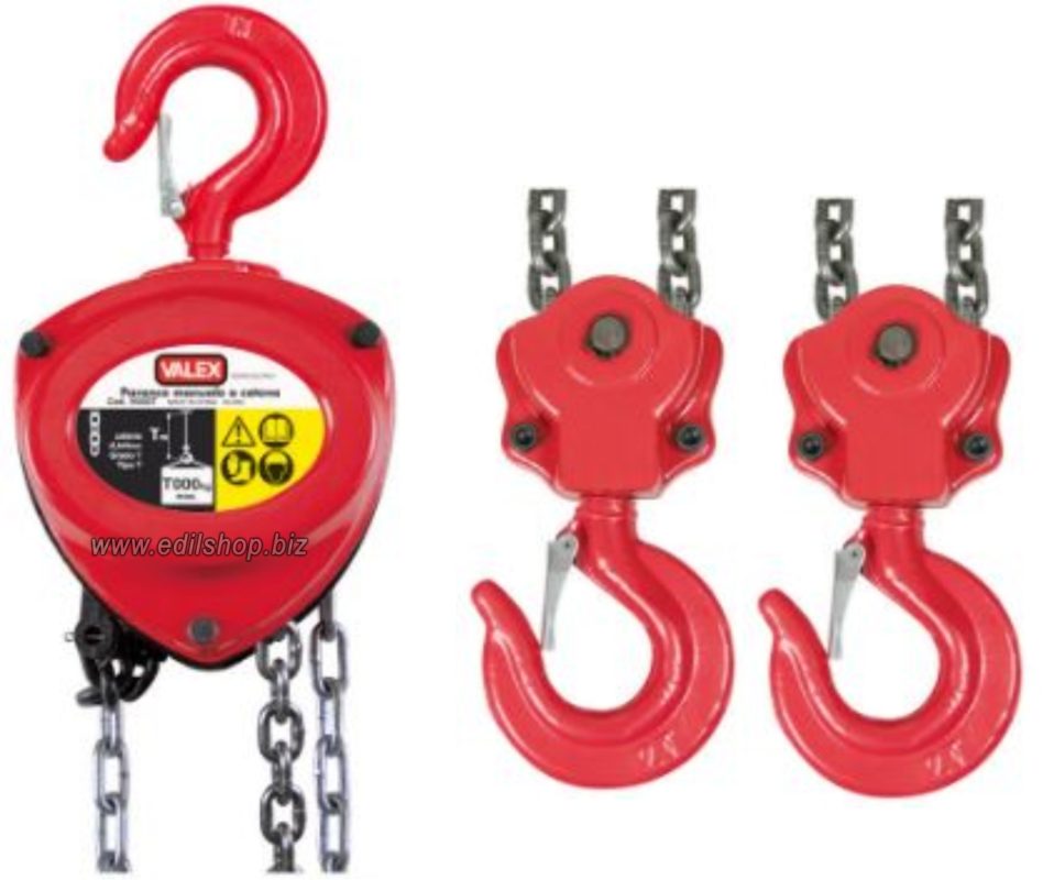Paranco manuale a catena tipo robusto 2000 Kg. Altezza 3 mt. CE - Valex